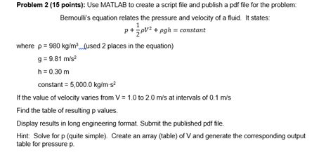 solved problem 2 15 points use matlab to create a script