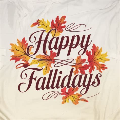 Happy Fallidays Shirt Design With Autumn Leaves And Festive Typography Stock Illustration