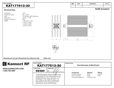 Fixed Attenuator N Male Female DC GHz Watts DB DB