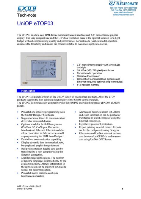 Exor E Top03specsheet Pdf Consumer Electronics Technology And Computing