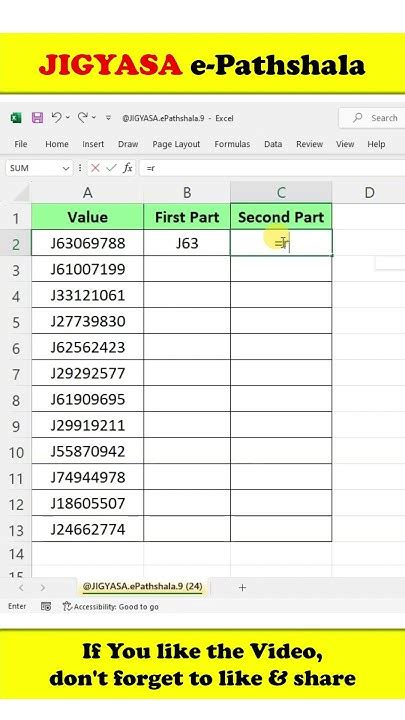 Left Right Function Shorts Short Shortvideo Shortvideos Formula Excel Formula1