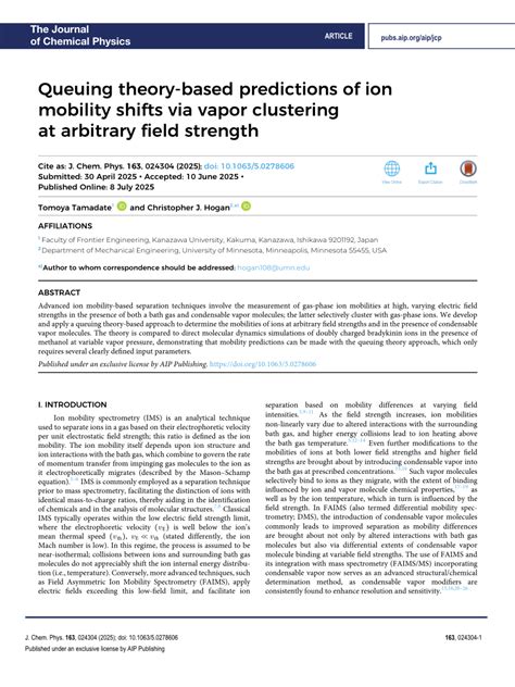 Queuing Theory Based Predictions Of Ion Mobility Shifts Via Vapor