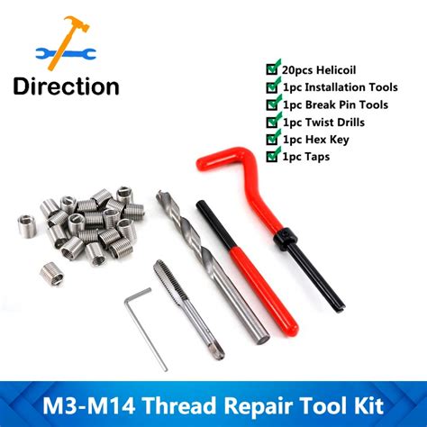 15 25pc Thread Repair Tool Kit M3 M4 M5 M6 M7 M8 M10 M12 M14 For 
