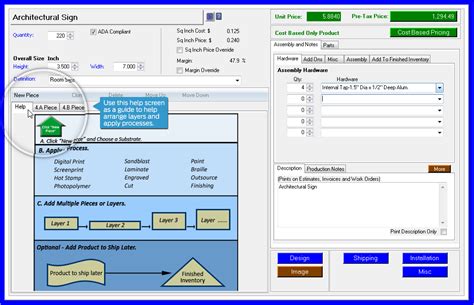 Software For Pricing And Producing Architectural And ADA Signs