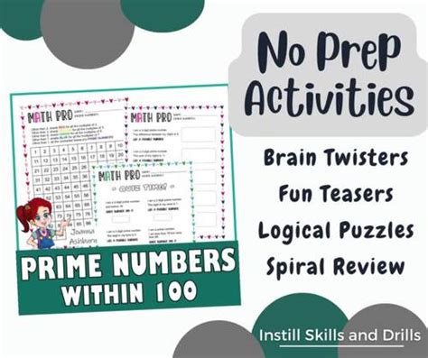 Prime Numbers Logic Puzzles Brain Teasers And Morning Work Activities