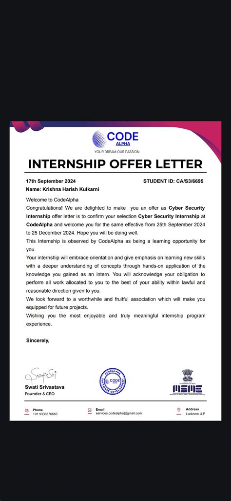 Cybersecurity Internship Learning Grateful Excited Codealpha