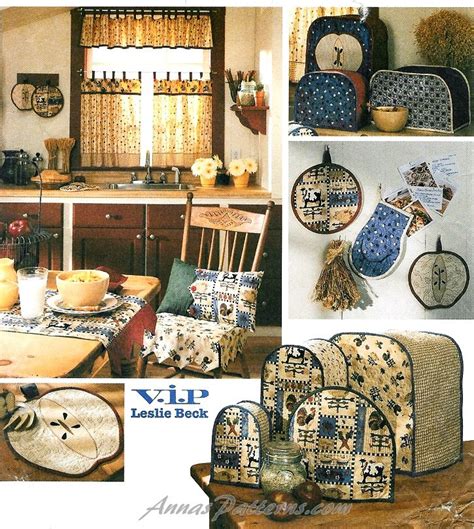 Kitchen Appliances Sewing Pattern Blender Toaster Cover Curtain