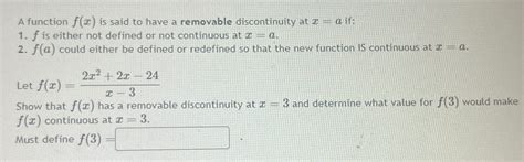 solved a function f x ﻿is said to have a removable