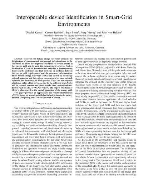 Pdf Interoperable Device Identification In Smart Grid Environments