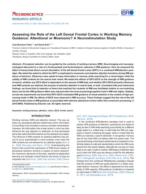 Pdf Assessing The Role Of The Left Dorsal Frontal Cortex In Working Memory Guidance
