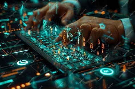 Programming Background With Person Working With Codes On Computer Premium Ai Generated Image