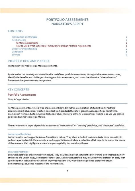 Portfolio Assessments Narrator Script