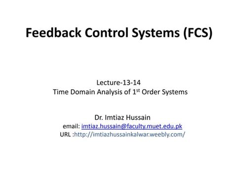 Lecture 13 14 Timedomainanalysisof1stordersystems Pptx