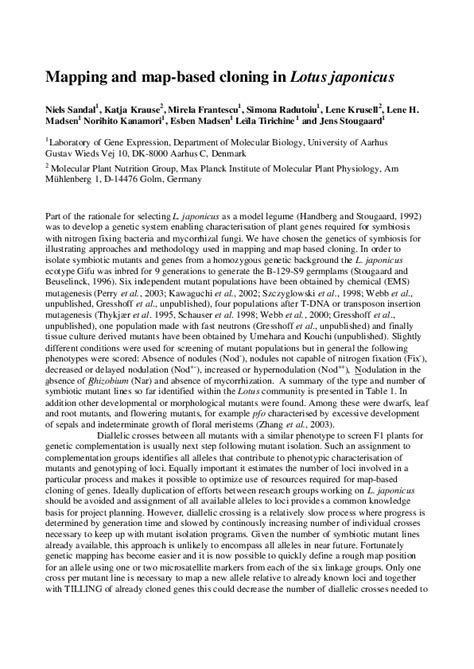 Pdf Mapping And Map Based Cloning Jens Stougaard