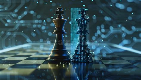 One Half Of Chess Piece Standing On Chessboard And Other One Filled