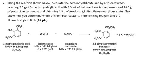 Solved Using The Reaction Shown Below Calculate The Percent Chegg