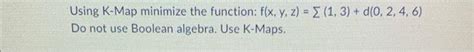Solved Using K Map Minimize The Function