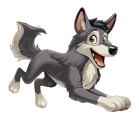 الذئب الكرتوني الودود يركض ودي الحيوانات ذئب Png صورة للتحميل مجانا