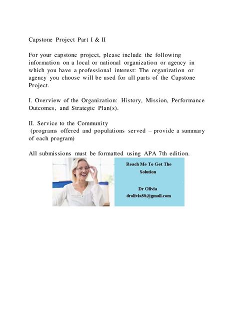 capstone project part i and iifor your capstone project please in docx