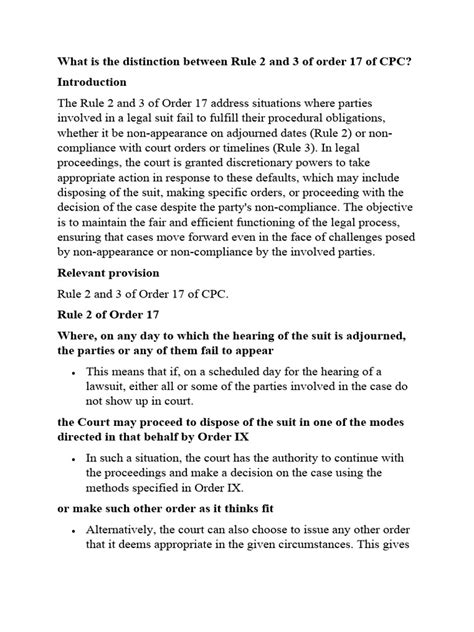 what is the distinction between rule 2 and 3 of order 17 of cpc pdf