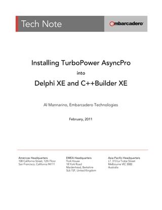 Installing AsyncPro Into Delphi XE And C Builder XE PDF Operating Systems Computer