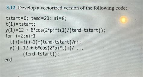 Solved 312 Develop A Vectorized Version Of The Following