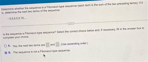 solved determine whether the sequence is a fibonacci type