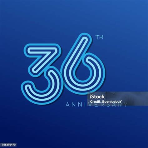 36 년 주년 기념 로고 블루 선 색 진한 파란색 배경에 축 하 초대 카드 인사말 카드에 대 한 벡터 디자인 격리와 기념일 로고 기념일에 대한 스톡 벡터 아트 및 기타