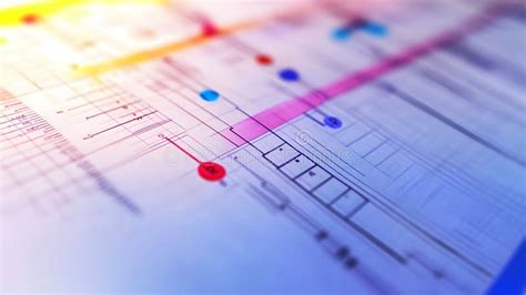 Abstract Close Up Of A Colorful Business Graph Showcasing Lines Markers And Data Points