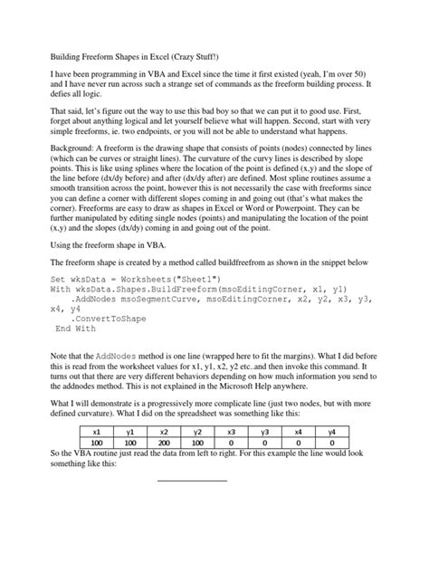 Building Freeform Shapes In Excel Pdf Slope Microsoft Excel