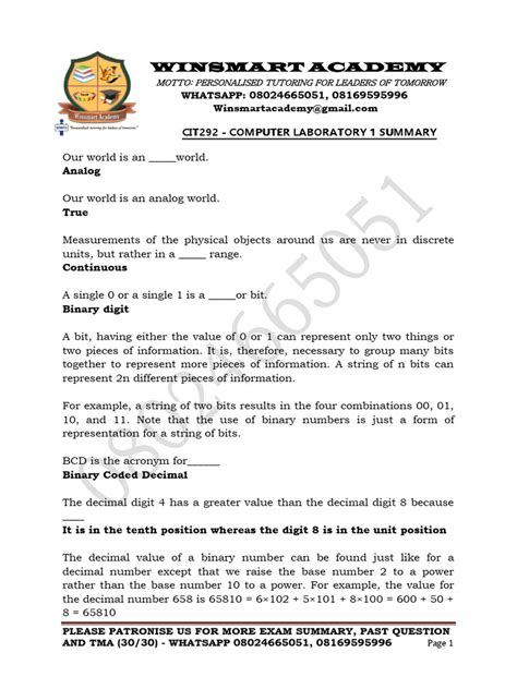 cit292 computer laboratory 1 summary 08024665051 pdf logic gate