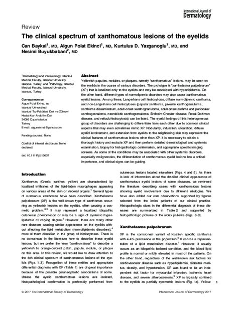 Pdf The Clinical Spectrum Of Xanthomatous Lesions Of The Eyelids