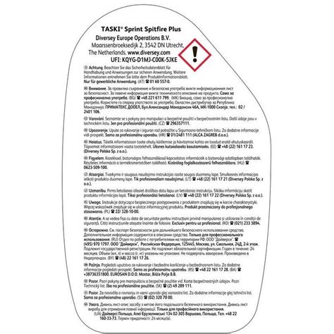Средство Diversey Taski Sprint Spitfire Plus 750 мл арт 1250851 купить в Москве оптом и в