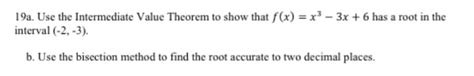 19a use the intermediate value theorem to show that