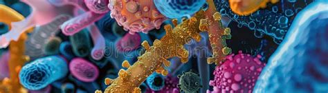 Abstract Art Representing The Intricate Human Microbiome Stock