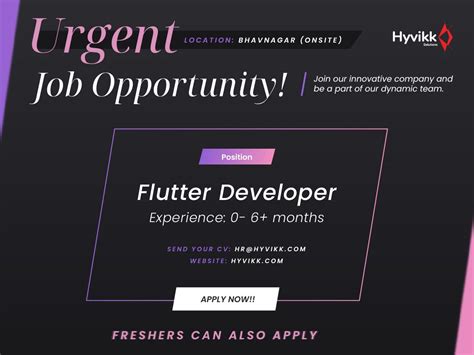 hyvikk solutions on linkedin flutterdeveloper opportunity urgent team flutter projects