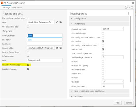 the nc file editor doesn t open when posting in fusion