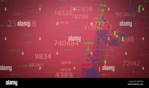 Image Of Digital Data Processing Over Red Background Stock Photo Alamy