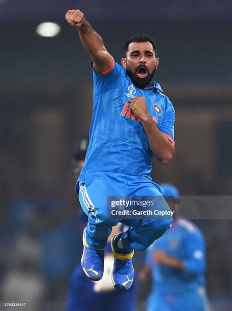 Mohammed Shami Of India Celebrates The Wicket Of Moeen A Of England