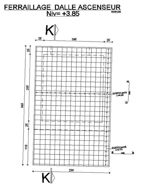 Autocad 2d Drawing Of Elevator Slab Reinforcement With Details Cad File Dwg File Cadbull