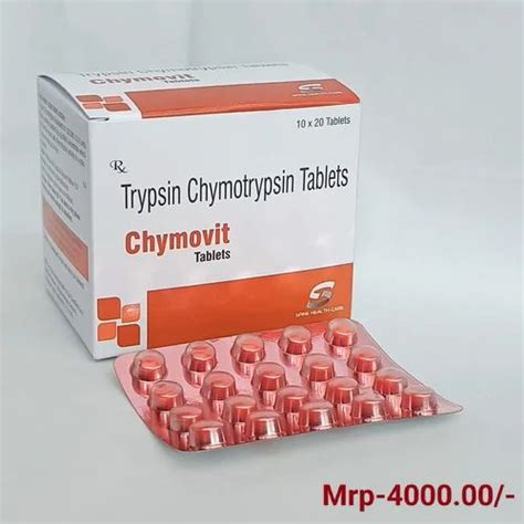 Trypsin Chymotrypsin Tablet 100000 Au For Clinical Packaging Type Blister At Rs 4000 Box In