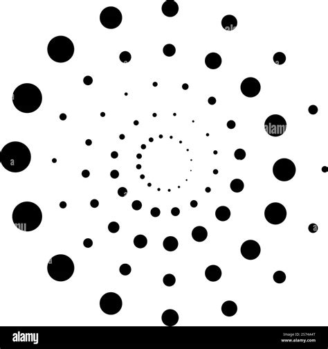 Dotted Circles Spiral Dot Shape Motion Illusion Isolated On White