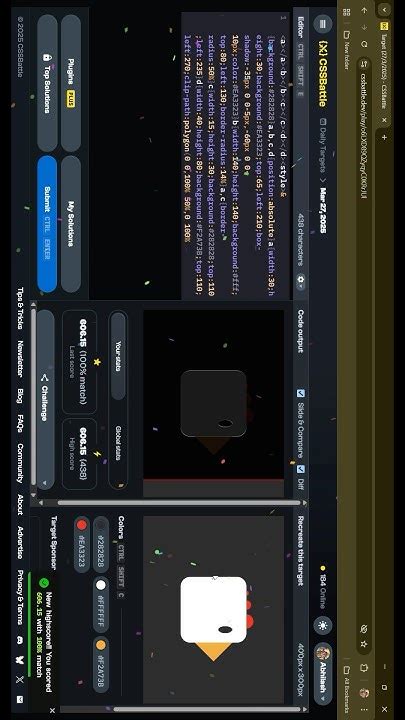 cssbattle {daily target solution 27 3 2025 }👍🏻 cssbattle code cssgame css csshtml tutorial