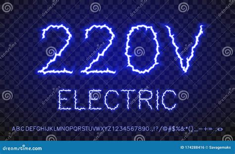 Blue Electric Lightning Style Font Set Stock Vector Illustration Of Light Electric 174288416
