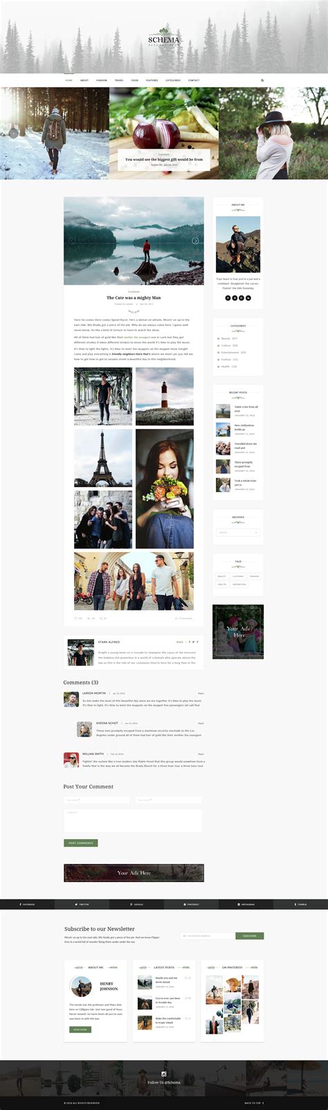 Schema Elegant Blog Template By VictorThemesNX ThemeForest