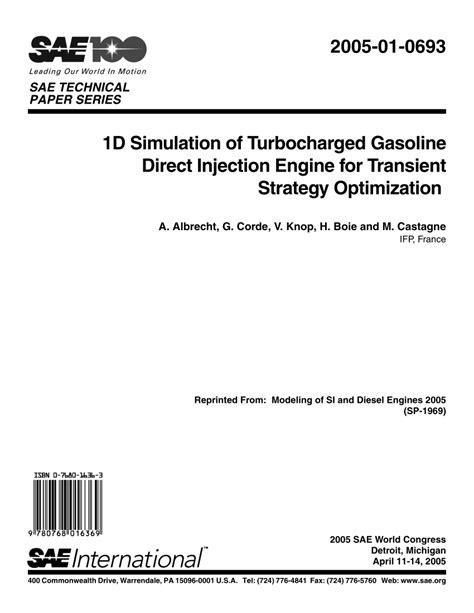 Pdf 1d Simulation Of Turbocharged Gasoline Direct Injection Engine For Transient Strategy