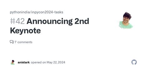 Announcing Nd Keynote Issue Pythonindia Inpycon Tasks GitHub