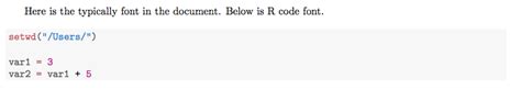 Fonts Sweave R Code Chunk Default Colors In Vignette Tex Latex