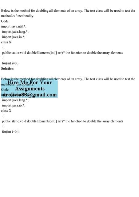 Below Is The Method For Doubling All Elements Of An Array The Test Pdf Programming Languages