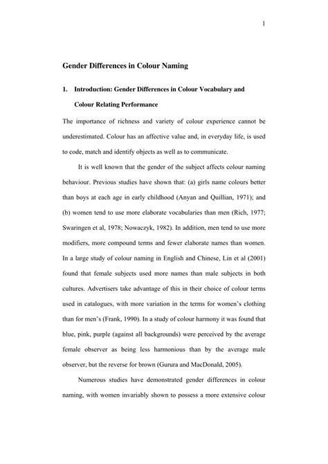 PDF Gender Differences In Colour Naming